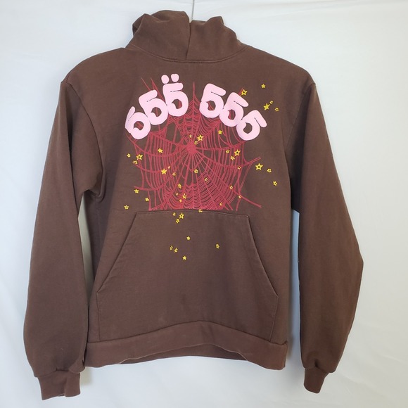 Sp5der | Shirts | Sp5der Angel 555 Web Hoodie In Brown Colorway Pink ...